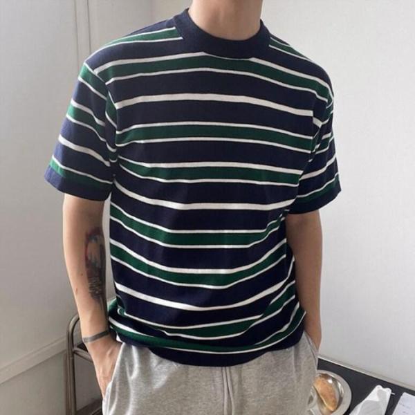 Tシャツ メンズ 半袖 ス クルーネック 半袖Tシャツ ボーダー柄 カジュアル 夏服 お洒落 おしゃれ シンプル 通学涼しいかっこいい プレゼント ギフト メンズ ファッション品　番weininger32カラーホワイト、グレー、ネイビーサイ...