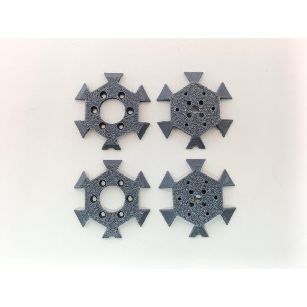 メカモグラの改造に使用するオプションパーツです。横穴が空いているためアルミオムニホイール主軸側ハブのイモネジを簡単に締めたり緩めたりできます。メーカー：株式会社ロボテナ材質：PLA【重要】高温になる場所では保管しないでください。変形する恐れ...