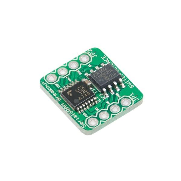 Microchip TechnologyのシリアルSRAM「23K256」を搭載したシンプルなモジュールです。電圧変換用に74LCX125を搭載しており、5V動作のマイコンに直接接続することができます。ただし、モジュールに供給する電圧は2....