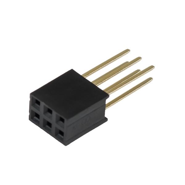 足の長い2.54mmピッチのピンソケットです。2列×3ピン。ArduinoのICSP端子にぴったり。