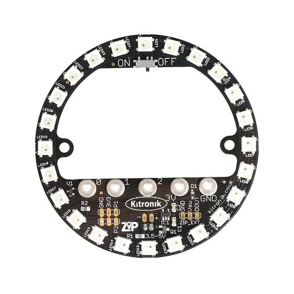 本商品はmicro:bit v1・v2の両方に対応しています。個別にアドレス指定可能なフルカラーLEDを24個搭載したmicro:bit用円型LEDモジュールです。丈夫な5本のボルトを使ってmicro:bitに固定します。2.54 mmピッ...