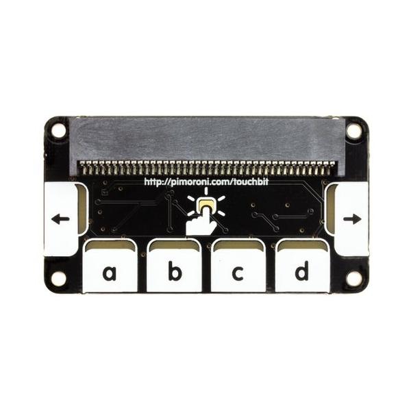 micro:bit用に六つのタッチパッドとLEDを加える拡張基板です。micro:bitのLEDマトリクスゲームのコントローラーや、無線機能を組み合わせたロボットコントローラーとしての使用に最適です。micro:bitのスロットに差し込み、...