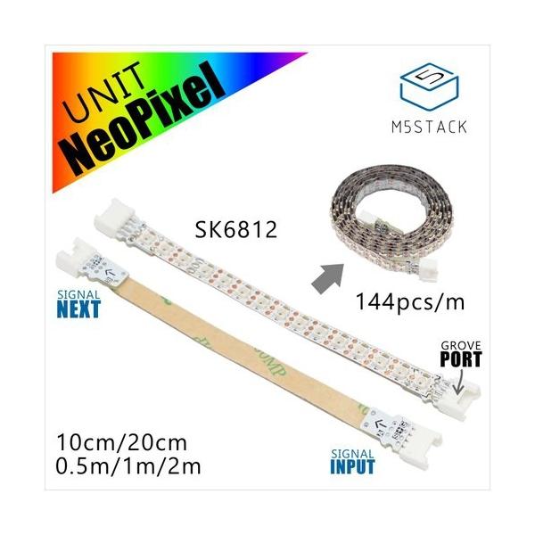 SK6812搭載、M5Stack用NeoPixel互換のLEDテープ100 cmです。帯状にフルカラーLEDが連なったケーブルで、プログラミングにより、色や点灯・点滅などをコントロールする事が可能です。GROVE互換インターフェースで接続し...