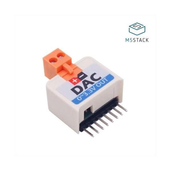 MCP4725搭載、M5StickC用のDAコンバータHatモジュールです。1チャンネル、0?3.3 Vの電圧を出力できます。MCP4725により、高精度な出力が可能です。I2C通信にて接続、設定データはMCP4725内の不揮発性メモリ（E...