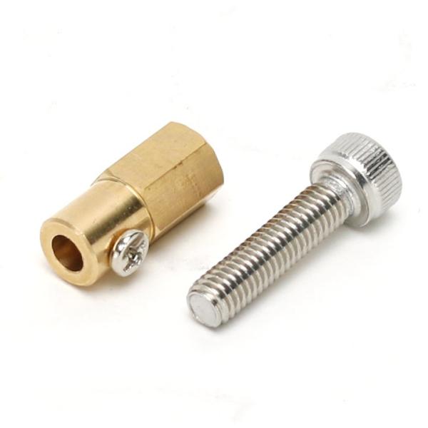 ロボットの駆動シャフトとホイールとを接続するための接続ハブです。本商品は38mmプラスチックオムニホイール(14184)専用のモータ接続用ハブです。モータ軸径4mmに対応しています。仕様：● 内径: 4mm● 重量: 6g● 材質: 真鍮※...