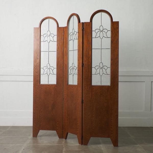 **サイズ（単位mm）**- 1連サイズ x3  幅 425 奥行き 25 高さ 1640＊若干の誤差は御了承下さい。**主な素材**- オーク突板- ステンドグラス**特記事項**- 商品コンディションは詳細画像にて必ずご確認お願いします...