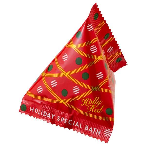 人気のオンセンジャポンジャポンにクリスマスバージョンが登場。ツリーのようなパッケージがかわいいバスパウダー。[効能]疲労回復、神経痛、腰痛、冷え症、肩のこり[ホーリーレッド]心華やぐ花果実の甘い香りクリアレッドの湯色【医薬部外品（薬用入浴剤...
