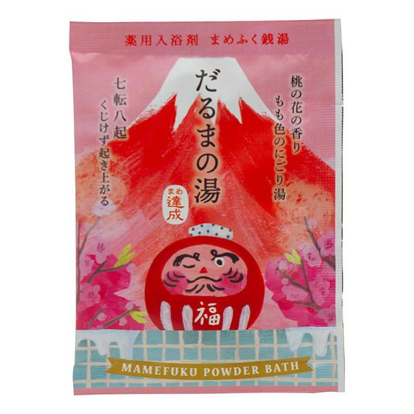 富士を背に湯につかる縁起物たちを描いた、パウダータイプの薬用入浴剤。[効能] 疲労回復、神経痛、腰痛、冷え症、肩のこり[だるまの湯（七転八起）]　くじけず起き上がるめったに倒れず倒れてもすぐ起き上がることから「七転八起」の縁起物として親しま...