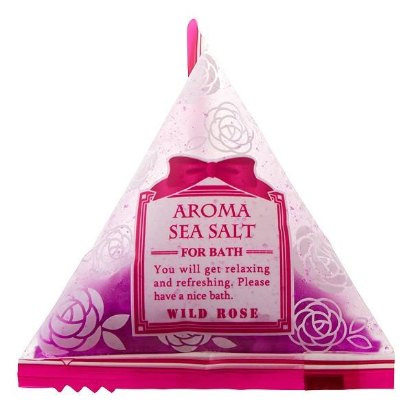 4種のアロマの香りで楽しむつぶ塩タイプの入浴料■販売元／サンパルコ■内容量／25g■パッケージサイズ／67×70×62mm■成分／塩化Na、シリカ、バラエキス、PG、水、グリセリン、赤106、香料■原産国／日本