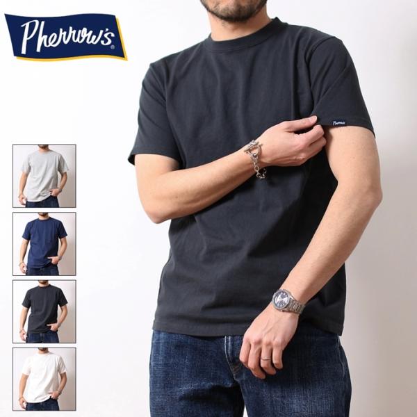 Pherrow's[フェローズ]「ヘビーウェイト 半袖 クルーネック Tシャツ」(全4色)(32-pt)≪サイズ≫(M)着丈：63.0cm身幅：48.0cm肩幅：40.0cm袖丈：19.0cm(L)着丈：66.0cm身幅：51.0cm肩幅：...