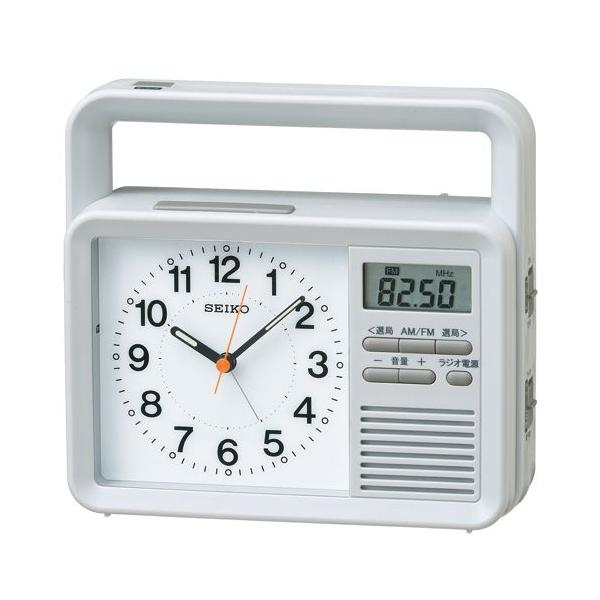 ●メーカー：SEIKO CLOCK セイコークロック ●種類：ラジオ付き防災クロック●型番：KR885N●商品状態：新品●材質/色：プラスチック枠、薄グレー●寸法/重量：154x170x67mm590g●詳細：・生活防水仕様(※水しぶきを気...