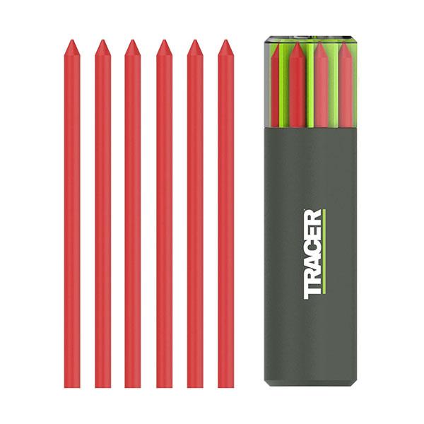 TRACER PRO タフシャープペンシル用の径5.2mm替え芯・レッド替え芯が6本付属・セラミック、プラスチック、木材、金属などのマーキングに適した芯・現場作業専用にデザインされた替芯ホルスターケースが芯を最大限保護します芯長さ：106m...