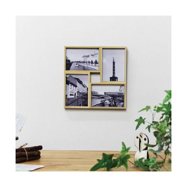 ストーリー性のある飾り方。インテリアにさり気なく飾れる４枠が連なったシンプルなフォトフレーム。ストーリー仕立ての写真を飾ってもいいですね。どんなお部屋にも合いそうな需要の高いアイテムです。サイズ：W232 x H232 x D22mm素材：...