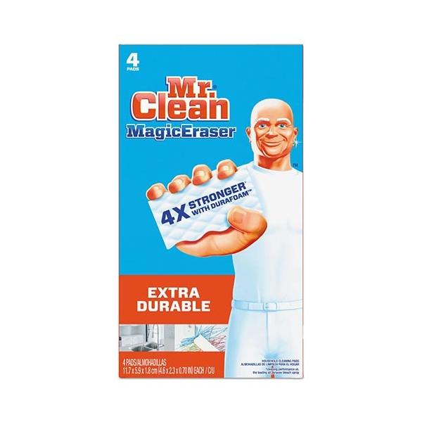 アメリカでは定番のMr.Cleanのマジックイレイサー。水だけで協力に汚れを落とします。丈夫なエクストラデュラブルパッド４個入り。パッケージサイズ：約25 x 13.7 x 2.2 cm素材：ポリウレタンフォーム生産国：ドイツ（パッキング：...