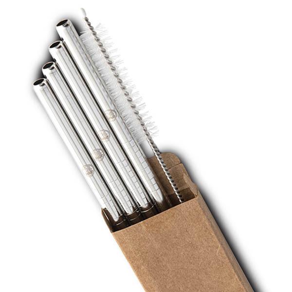 サスティナブルで衛生的なストロー。マイボトルを手に入れたらお次はマイストローを。ステンレススチール製なのでお手入れも簡単で衛生的に使用できます。4本セットなので家用と外用に使い分けても良いですね。洗浄用のブラシ付。サイズ：φ5 X H240...