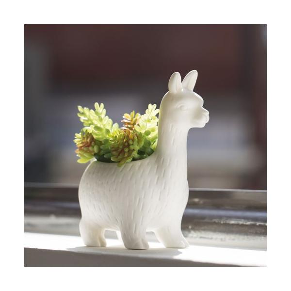 ラマモチーフのセラミックプランター。サイズ：W10.4×D14.7×H13cm素材：セラミック生産国：中国