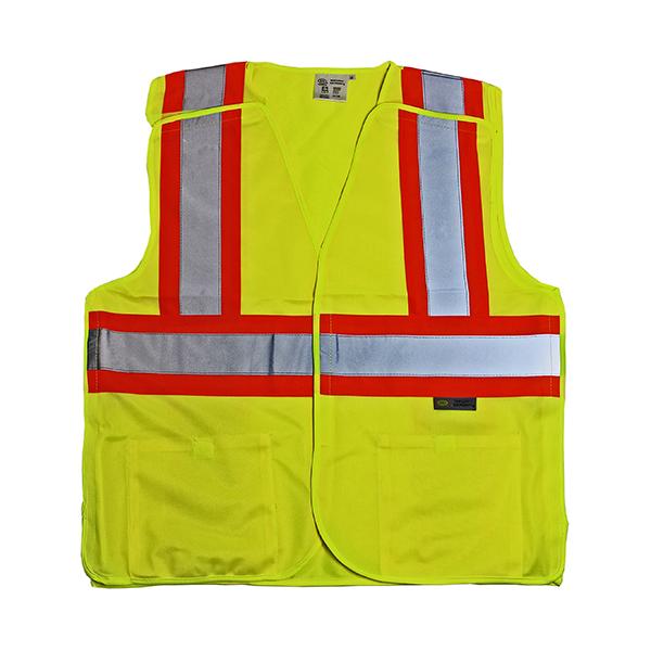 ■耐久性のあるポリエステル製ベスト■コントラストパイピング付き反射テープ■ポケット2 カ所■咄嗟の脱衣が可能な5 箇所のブレイクアウェイデザイン■ANSI / ISEA 107 クラス 2 レベル 2 基準サイズ：M素材：ポリエステル生産国...