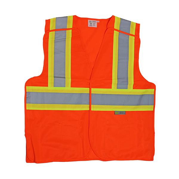 ■耐久性のあるポリエステル製ベスト■コントラストパイピング付き反射テープ■ポケット2 カ所■咄嗟の脱衣が可能な5 箇所のブレイクアウェイデザイン■ANSI / ISEA 107 クラス 2 レベル 2 基準サイズ：L素材：ポリエステル生産国...