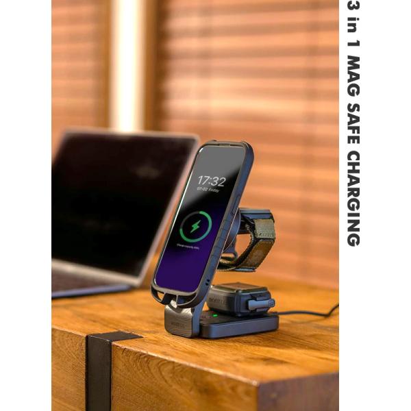 ROOT CO PLAY EZ Fold - 3 in 1 Mag Safe Charging Stationルート コー PLAY EZ Fold - 3 in 1 マグセーフ 充電スタンド1台でまとめて充電できる3in1ワイヤレス充電ス...