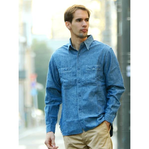 BUZZ RICKSON’S Chambray Work Shirtバズリクソンズ シャンブレー ワーク シャツ米海軍が採用したシャンブレーシャツは1930年代から現在まで支給が続く息の長いユーティリティーシャツである。時代の移り変わりと共...