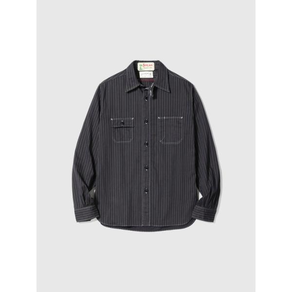 SUGAR CANE FICTION ROMANCE 8.5oz. BLACK WABASH STRIPE WORK SHIRTシュガーケーン フィクションロマンス 8.5オンス ブラック ウォバッシュ ストライプ ワークシャツ20世紀初頭...