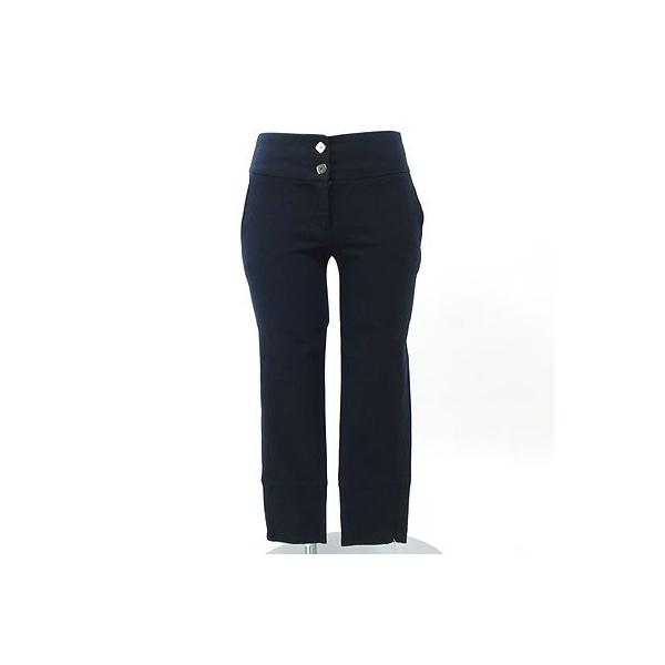 クロップド丈がお洒落☆濃紺の美ラインパンツ♪ 鹿の子編みのコットン素材が暑い季節にぴったりな一品。 裾にジップをあしらったジョッパーズ風なデザインがお洒落です。 落ち着いたネイビーカラーは着まわしが利くのでヘビロテ間違いなし☆ フロントのス...