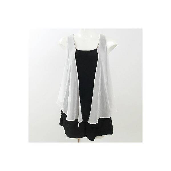 単品使いもＯＫ☆お洒落なセットアップを入荷しました！ 黒×白のモノトーンがモードな雰囲気が漂います。 さらっとした肌触りで、春夏シーズンにおすすめです！ ボトムは左右にポケット付き♪保管時のシワが見られます。  トップス　着丈約67ｃｍ　肩...