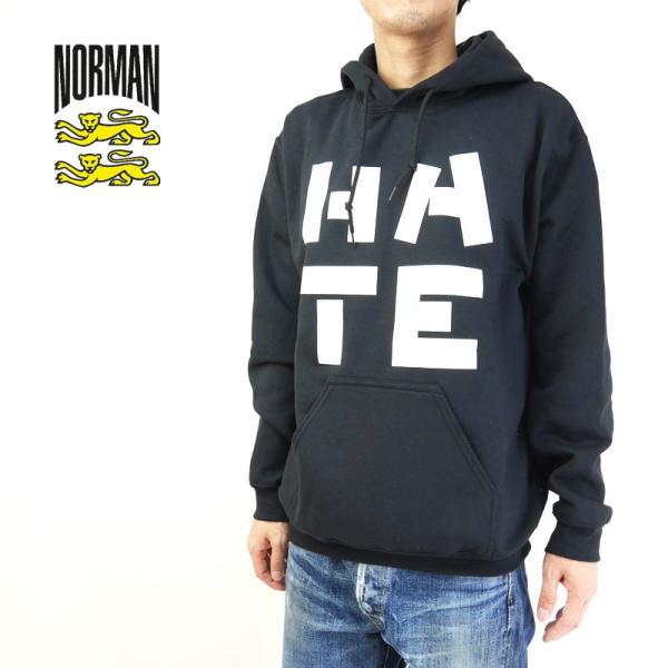 NORMAN ノルマン スウェット Logo Print  hooded sweatshirt "HATE" NOR-0037
