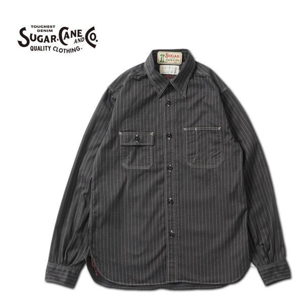 SUGAR CANE シュガーケーン 長袖 シャツ "FICTION ROMANCE 8.5oz. BLACK WABASH STRIPE WORK SHIRT" SC29585