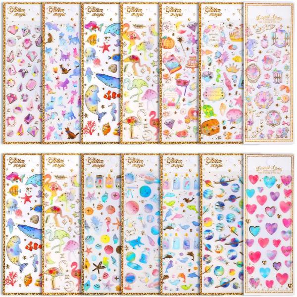 ●商品名前：　SANNIX キラキラシール 女の子 14シート ごほうびシール 手帳ステッカー ぷくぷく シール キラキラ ハート 立体 デコ ステッカー ●商品説明：　・【ご注意】ご褒美シール キラキラは誤飲・窒息の危険がありますので、7...