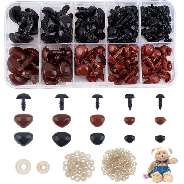●商品名前：　SUPERFINDINGS 2色 5サイズ130個 さし鼻 人形鼻 動物の鼻 プラスチックDIY 犬の鼻 安全三角形の鼻 ベア用 DIYクラ ●商品説明：　・2色のデザイン：コースには約130匹の動物の鼻が含まれており, ブラ...