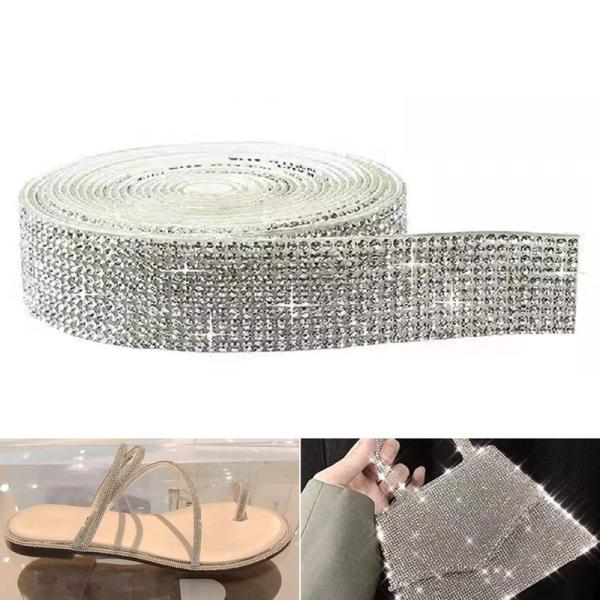 ●商品名前：　ラインストーンリボン クリスタル ステッカー ダイヤモンドテープ クリスタルリボン 自己粘着ラインストーンストリップ 幅1.7cm 0.91 ●商品説明：　・【サイズ】クリスタルリボンのサイズ：ダイヤ8列 幅約1.7cm 長さ...