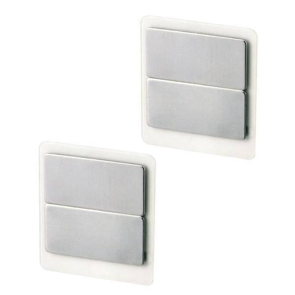 ●商品名前：　レック(LEC) マグネット用 補助板 シルバー 4.5×0.3×5cm ?O-266 2個入 ●商品説明：　・サイズ:4.5×0.3×5cm・内容量:2個入・取付方法:吸着シート・磁石が付かない壁にも簡単にマグネット製品が取...