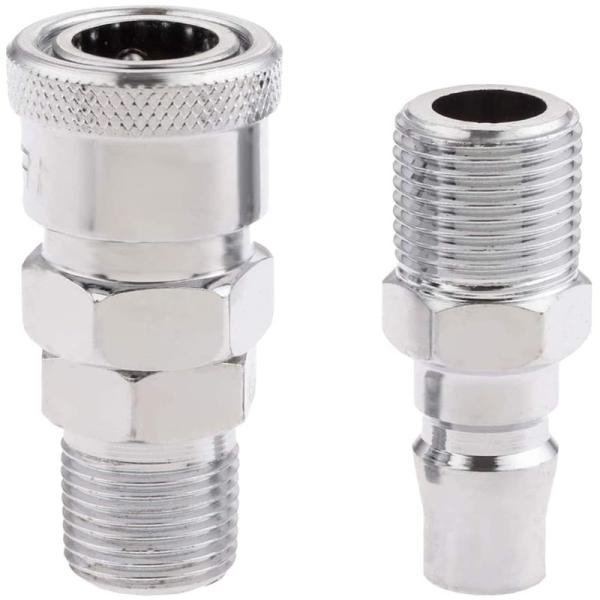 ●商品名前：　エアーカプラー 外ネジソケット 1組 エアソケット RT1/4 オネジ エアージョイントカプラー PM 20とSM 20の組み合わせ 外ネジ ●商品説明：　・クイック継手は空気圧管路、圧縮空気、窒素ガスの接続に適しています。 ...