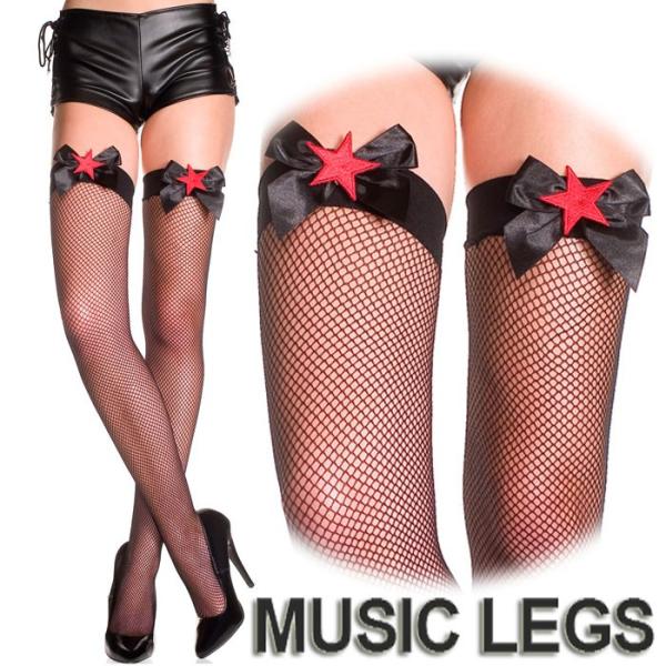 【メール便OK】日本でも、Bガールやダンサーをはじめ、絶大なる支持を得ております♪Sexyなストッキングや下着を扱う、アメリカの有名ブランドMUSIC LEGSが登場!!履き口に大きめの星&amp;サテンリボン付き♪日本では滅多にお目にかか...