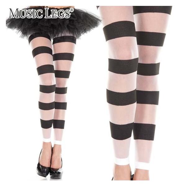 【メール便OK】日本でもBガールやダンサーをはじめ、絶大なる支持を得ております♪ランジェリーやコスチュームを扱う、アメリカの有名ブランドMUSIC LEGSが登場!透け感のある40デニールと薄手の、黒白ボーダーがインパクト◎なんとも珍しい、...