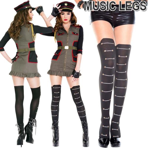 【メール便OK】日本でもBガールやダンサーをはじめ、絶大なる支持を得ております♪ランジェリーやコスチュームを扱う、アメリカの有名ブランドMUSIC LEGSが登場!編み上げロングブーツ風デザインのパンティストッキング☆黒とベージュに切り替わ...