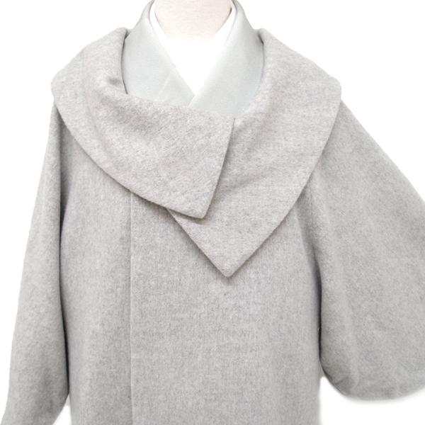 【レンタル】 和装 コート 貸衣装 防寒コート 日本製 ロール衿 高級起毛仕上げシャルム加工 カシミア フォーマル カジュアル 無地 グレー 送料無料 フリーサイズ 3632 co0023 ロマン着物みやがわ●寸法身長１５０cm前後の方のふ...