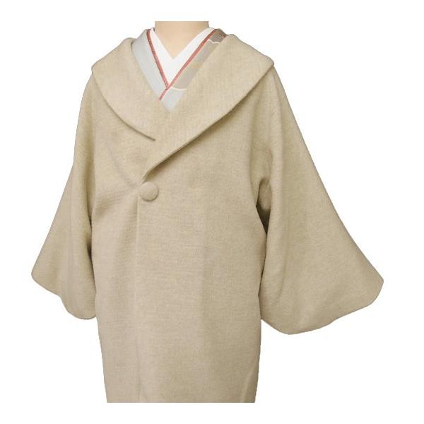 【レンタル】 和装 コート 貸衣装 防寒 女性 日本製 へちま衿 アルパカ混 フォーマル カジュアル 縞 ベージュ フリーサイズ 送料無料 一部地域を除く  co0111身長１５０cm前後の方のふくらはぎ丈身長１５８cm前後の方の膝丈フリー...
