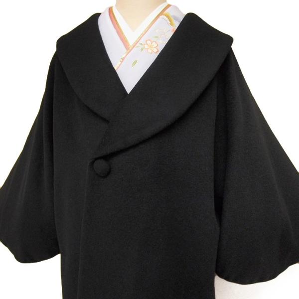 【レンタル】 防寒コート 和装コート カシミア混 日本製 レディース へちま衿 フォーマル カジュアル 品番3720 黒 送料無料 一部地域を除く  co0204身長１５０cm前後の方のふくらはぎ丈です。身長１５８cm前後の方の膝丈です。フ...