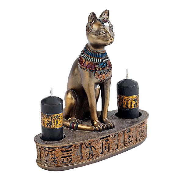 バステト神のキャンドルホルダー彫像 彫像 ！【エジプト彫刻 古代エジプトバステト神のキャンドルホルダー パークアベニューコレクション猫神 ネコカフェ 書斎 プレゼント（輸入品)】---------------------【Park Aven...