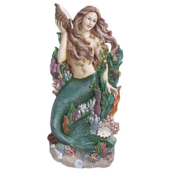 【デザイントスカノ製 メロディー入り江 人魚姫(マーメイド) 壁装飾 彫刻、高さ 約73ｃｍ、フルカラー彫像（輸入品）】-----------------【Design Toscano Melody's Cove Mermaid Coast...