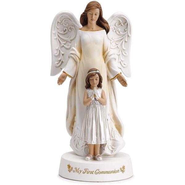 【ヨセフ・スタジオ製 祈りの少女と天使の像 私の最初の聖体拝領の置物、彫像 装飾コレクション彫刻 カトリック教会 祭壇 福音 聖書(輸入品）】---------------------【Joseph's Studio by Roman - ...