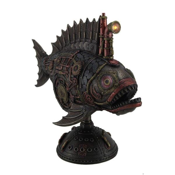 【潜望鏡を付けた エンゼルフィッシュ スチームパンク風サブマリン彫刻 彫像/ 潜水艦 空想科学 水族館 記念品 誕生日プレゼント贈り物(輸入品）】------------------------------【Zeckos Resin Sta...