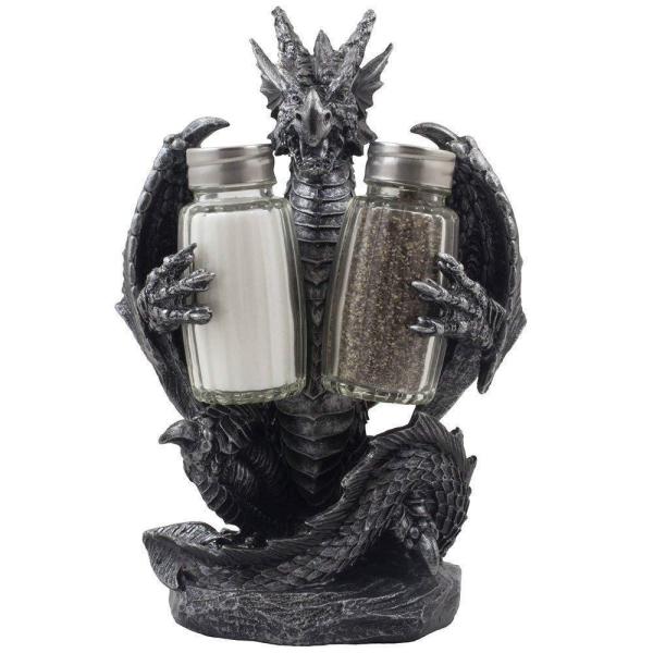 【西洋彫刻 中世ファンタジー 神話のドラゴン ソルトとペッパー シェーカー/バーやキッチンテーブル用 ゴシックギフト彫像 贈り物（輸入品））】-------------------------------【Mythical Dragon S...