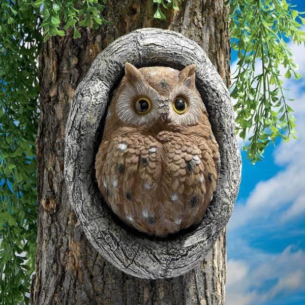 【デザイン・トスカノ製 木の節穴の フクロウ(梟) 彫像 彫刻/ Design Toscano Knothole Owl Tree Sculpture(輸入品)】---------------------【Design Toscano Kn...