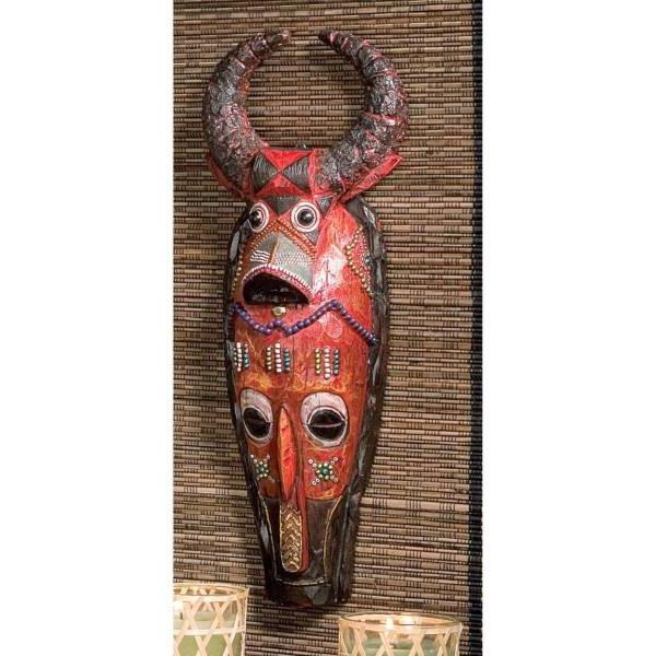 【アフリカン彫刻 デザイン・トスカノ製 コンゴの仮面 マスク壁彫刻 - バッファローのマント彫像/ エスニックカフェ アフリカ料理 プレゼント（輸入品）】------------------【Design Toscano Masks of ...