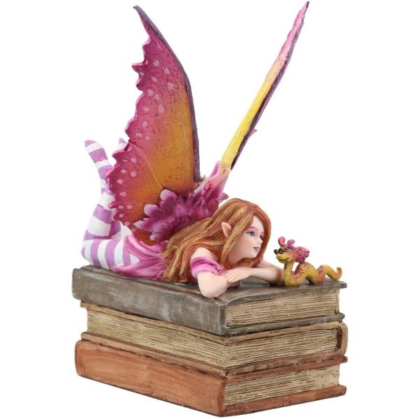 【エイミー・ブラウン作 オータム・ピンクブック・クラブファン・フェアリー（本の上に、寝そべる妖精) 彫像 コレクティブル装飾置物 プレゼント 贈り物(輸入品)】------------------------------【Ebros Amy...