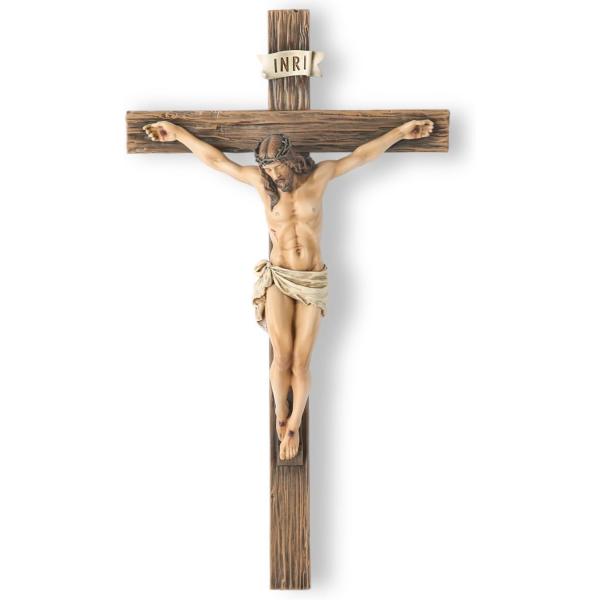 カトリック教会 十字架の壁彫刻 イエス・キリスト室内装飾品 高さ25.4cm ルネッサンス彫刻ハンドメイド壁掛けアート工芸装飾 壁オーナメント 贈り物（輸入品）----------------------BC Catholic Crucif...