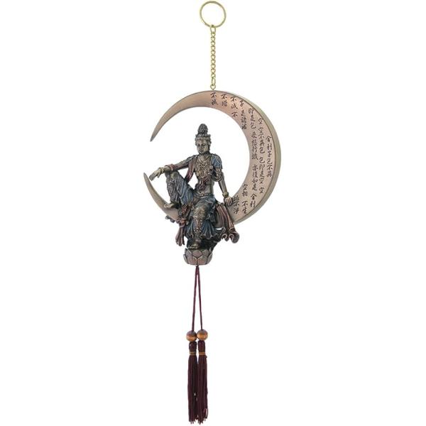 キャンペーンセール！即納！水月観音菩薩 ドリームキャッチャー 木製ビーズチャーム付きブロンズ風彫像置物 仏像彫刻ホーム置物 プレゼント贈り物 輸入品-------------------Water &amp; Moon Quan Yin D...